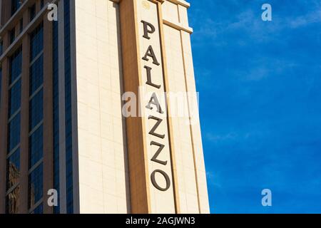 Palazzo sign atop luxury hotel, casino resort, entertainment and ...