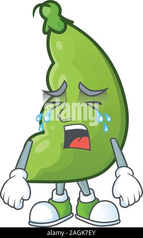 Sad Crying gesture green beans cartoon character style Stock Vector ...
