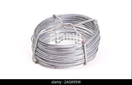 Roll of metal wire, vintage, isolated on white Stock Photo - Alamy