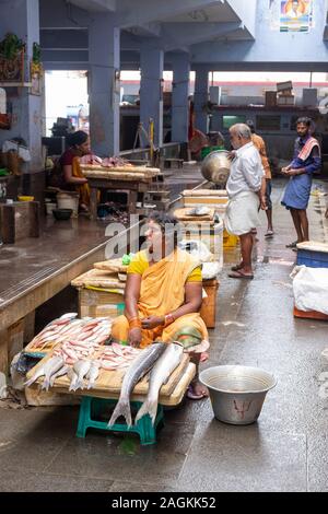 Fish Market, Goubert Market, Pondicherry, Puducherry, Tamil Nadu, India ...