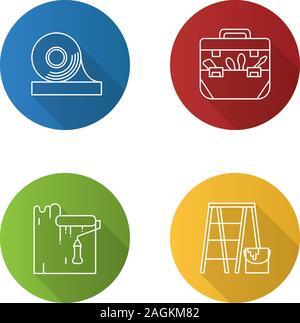Insulating tape flat color icons in round outlines. 6 bonus icons ...