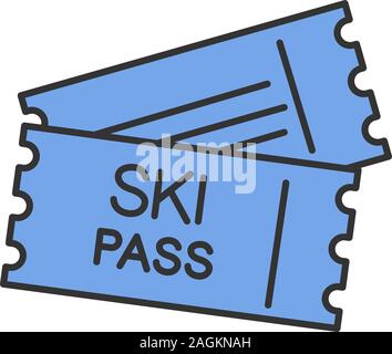 Ski pass icon. Lift tickets. Flat design, linear and color styles ...