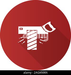 Tenon saw cutting wooden plank linear icon. Thin line illustration ...