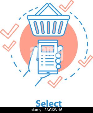 Select items concept icon. Online shopping idea thin line illustration ...