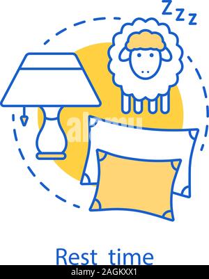 Bedtime concept icon. Sleeping idea thin line illustration. Rest time ...
