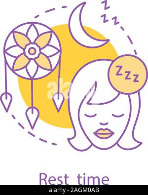 Bedtime concept icon. Sleeping idea thin line illustration. Rest time ...
