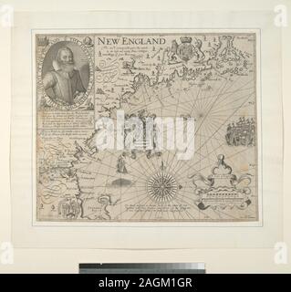 Map of New England with inset portrait of Captain John Smith, Admiral ...