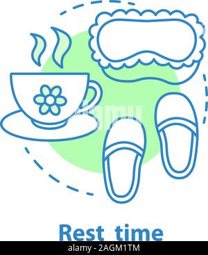 Bedtime concept icon. Sleeping idea thin line illustration. Rest time ...