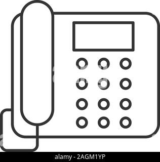Landline phone linear icon. Thin line illustration. Office telephone ...