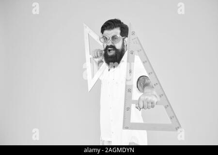 Power knowledge. Bearded nerd triangle. Smart student. Geometry teacher ...