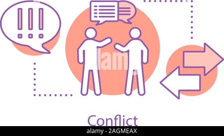 Conflict situation vector thin line stroke icon. Conflict situation outline illustration, linear ...
