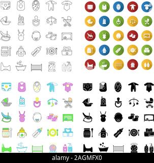 Newborn clothes icons color set vector for any web design on white ...