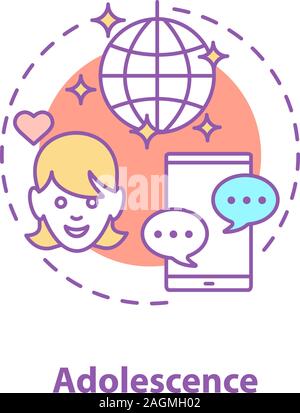Adolescence concept icon. Teenager idea thin line illustration ...