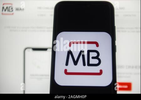 In this photo illustration an MBway logo seen displayed on a smartphone ...