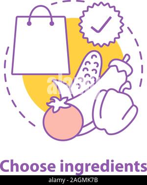Choosing ingredients concept icon. Grocery idea thin line illustration ...