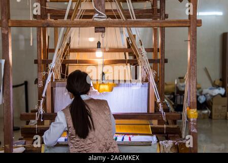 Traditional ancient chinese weaving machine made of wood Stock Photo ...