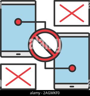 Smartphones synchronization error color icon. Data transfer. No signal ...