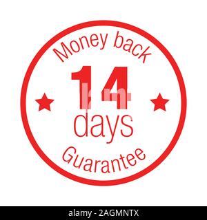 Money back guarantee 14 days rubber stamp. Fourteen days repay ...