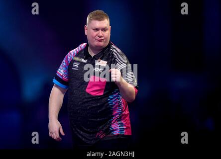 Ricky Evans celebrates during his first round match against Gordon ...