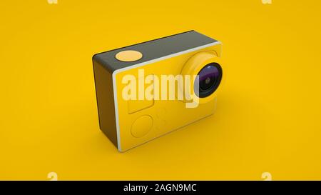 Yellow Action Camera isolated. 3D illustration Stock Photo - Alamy