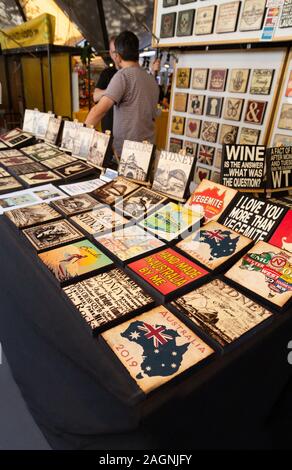 The Rocks market, Sydney Australia - traders selling colourful minerals ...