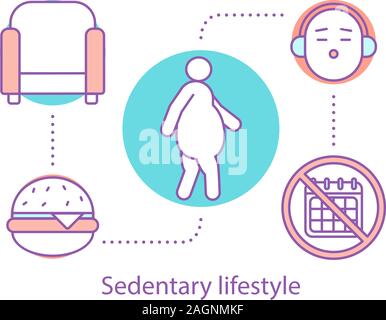 physical inactivity obesity overweight line icon vector illustration ...