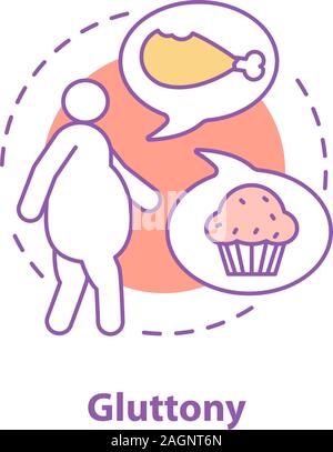Gluttony concept icon. Obesity problem idea thin line illustration ...