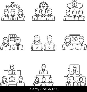 Collective work icons, line symbols, web signs, vector set, isolated ...