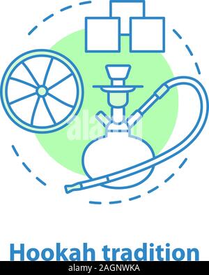 Hookah illustration line icon concept. Hookah illustration flat vector ...