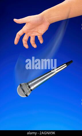 Microphone in conference room to communicate to the audience a business ...