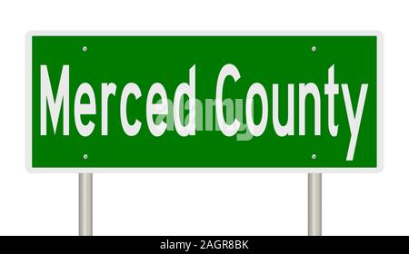 Rendering of a green highway sign for Merced County California Stock ...