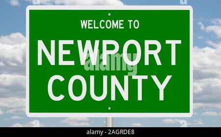 Rendering of a green highway sign for Newport Stock Photo - Alamy