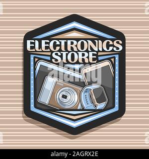 Vector logo for Consumer Electronics, decorative cut paper badge with ...