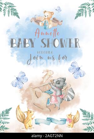 romantic baby boy shower card Stock Photo - Alamy