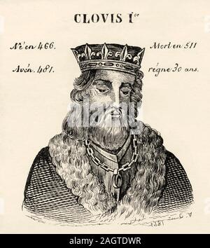 "Clovis Ier (466-511), roi des Francs, durant la bataille de Tolbiac en ...