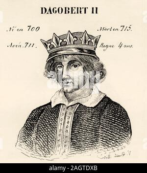 Portrait of Dagobert II (700 - 715). King of France from 711 to 715 ...