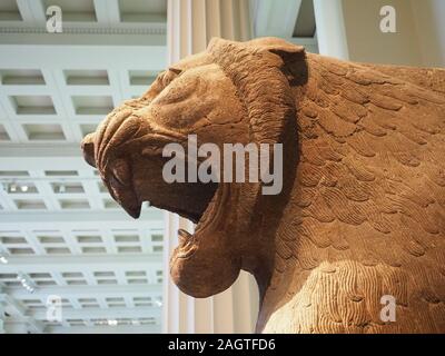 Colossal Guardian Lion. Assyrian, about 865-860 BC. From Nimrud, Temple ...