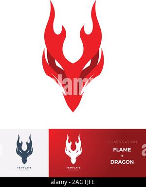Red flame dragon icon. Cartoon of red flame dragon vector icon for web ...
