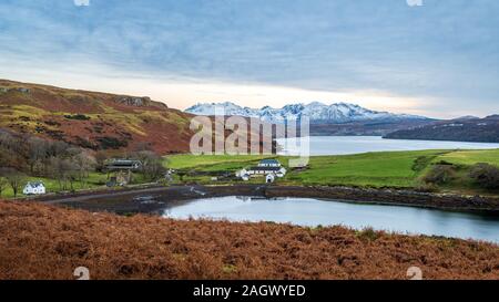 The beautiful green landscape of the Isle of Skye in the Scottish ...