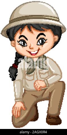 A cartoon illustration of a girl park ranger standing and smiling Stock ...