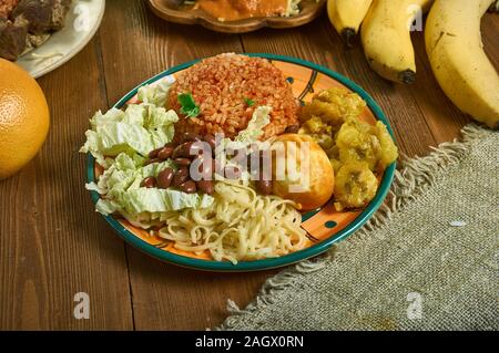 Waakye, Ghanaian cuisine, cooked rice and beans, mixed with boiled eggs ...