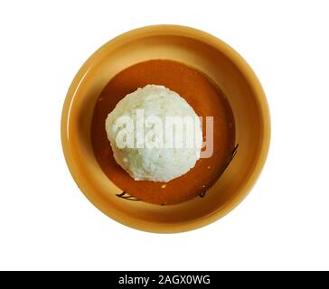 Omo Tuo and Groundnut Soup, staple food made with rice, Ghanaian ...