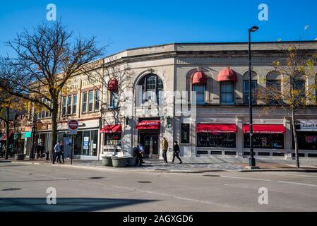 State Street in downtown Madison, a pedestrian zone with restaurants ...