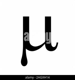 Mu greek symbol small letter lowercase font icon outline set black grey ...