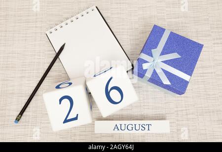 Jul 26 calendar date text on wooden frame with blurred background of ...