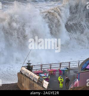 Chesil Beach. 22nd December 2019. UK Weather. Huge waves batter Chesil ...