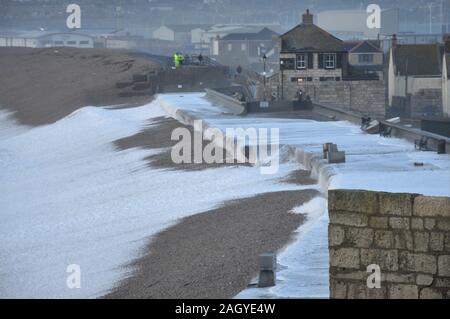 Chesil Beach. 22nd December 2019. UK Weather. Huge waves batter Chesil ...