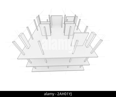 Drawing or sketch of a house under construction. Construction site ...