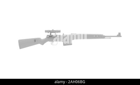 Assault rifle, side view. 3D rendering isolated on white background ...