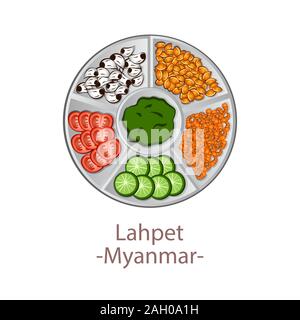 top view of popular food of ASEAN national,Laksa,in cartoon vector ...